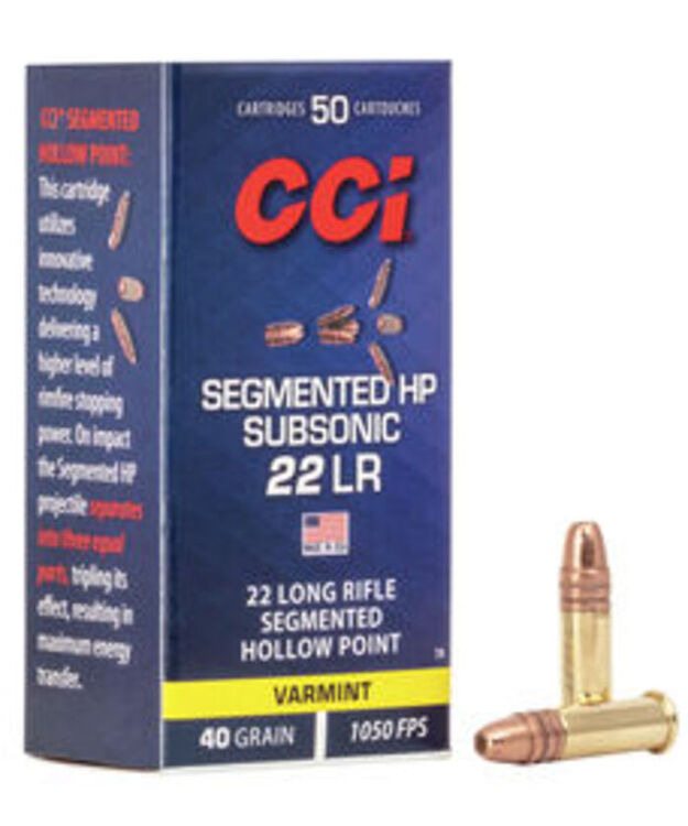 CCI 22LR SUBSONIC QUIK SHOK SEGMENTED HP 40GR 320 M/S #0074 PK.PTR ...
